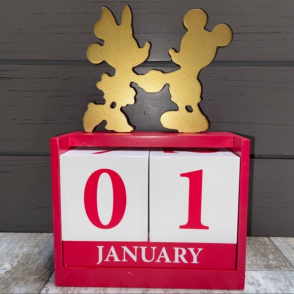 Disney | Accents | Disney Mickey Minnie Wood Block Calendar | Poshmark